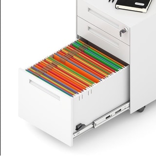3 Drawer Metal Mobile Vertical Locking File Cabinet with Lock, Under ...
