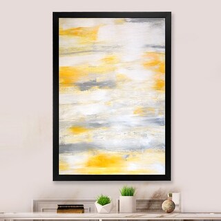 Designart "Yellow And Gray Merging Abstract XVII" Modern Framed Art ...