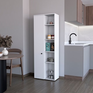 FM FURNITURE Harman Multistorage Kitchen Pantry with 1 door and 5 open ...