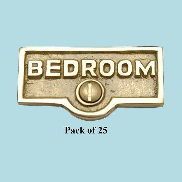 25 Switch Plate Tags BEDROOM Name Signs Labels Lacquered Brass ...