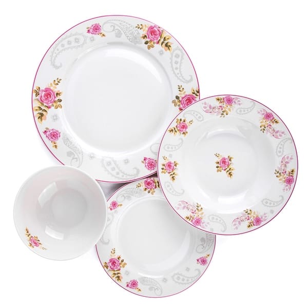 STP Goods Rose Garden Bone China Dinnerware Set of 24 for 6 - Bed Bath ...