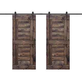 Barn Door With Solid Knotty Pine Paneled Wood and Hardware Kit(DIY) - Bed Bath & Beyond - 36782505