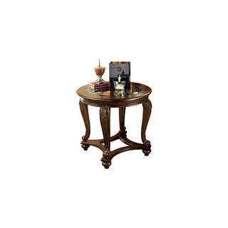 Ashley T499-6 Norcastle Dark Brown Round End Table w/ Hand Finished ...