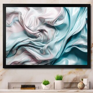 Designart "Pink Blue Dancing Colors Iii" Abstract Marble Framed Wall ...