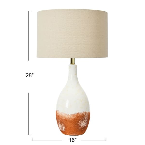 2-Tone Ceramic Table Lamp with Linen Shade - Bed Bath & Beyond - 31259447