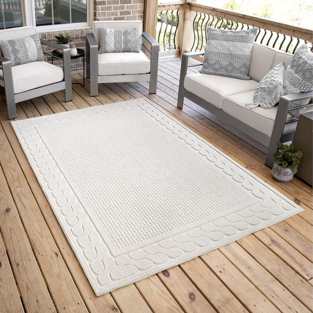 My Texas House Picket Fences Natural High Low Indoor Outdoor Area Rug ...