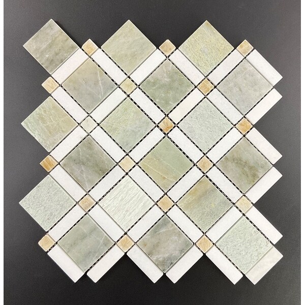 Porcelain Mosaic Tiles - Rhombus Wall and Floor Tiles - Case (10 Sheets ...