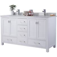 Miseno Prim 60" Free Standing Vanity Set with White Solid Oak Cabinet ...