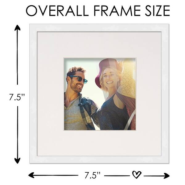 2x2 Frame White Matted for 2x2 Picture or 6x6 Art Poster Without Photo ...