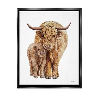 Stupell Minimal Cattle & Calf Framed Floater Canvas Wall Art Design By ...