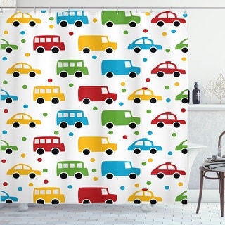 Ambesonne Cars Shower Curtain, Cloth Fabric Bathroom Decor Set with ...