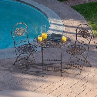 Alpine Corporation Indoor/Outdoor 3-Piece Oval Bistro Set Folding Table ...