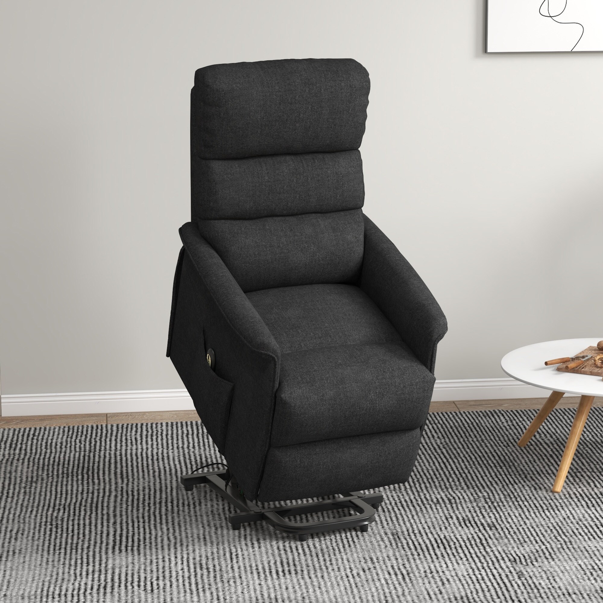 HOMCOM Power Lift Recliner Chair for Elderly Easy Assembly Fabric Lift Chair with Remote Control Side Pockets for Living Room