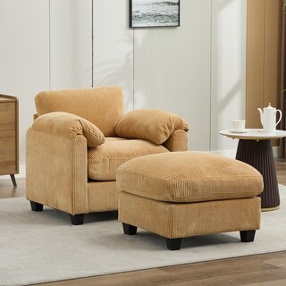 Corduroy Single Sofa Chiar with A Removable Ottoman - Bed Bath & Beyond ...