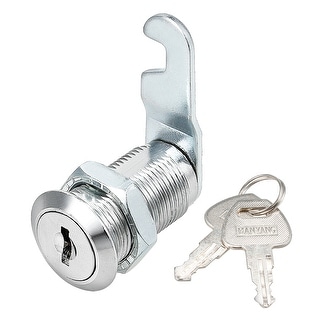 1-1/8" Cylinder Zinc Alloy Chrome Plated Hooked Cam Lock w Key, Keyed ...