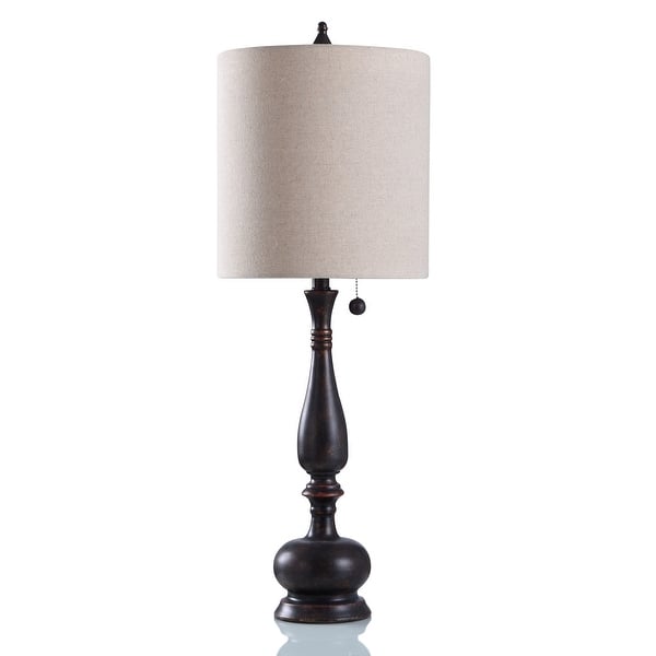 Indra - Traditional Pull Chain Table Lamp - Oil Rubbed Bronze - Oatmeal ...