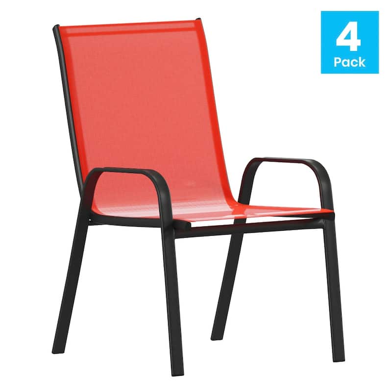 Outdoor Stacking Sling Patio Chairs (Set of 4) - Overstock - 31872232