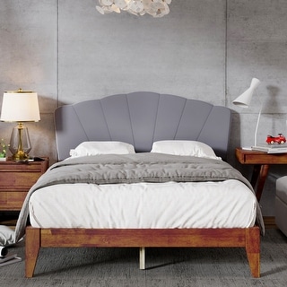 Lucass Shell Queen Wood Upholstered Platform Bed Frame - Bed Bath ...