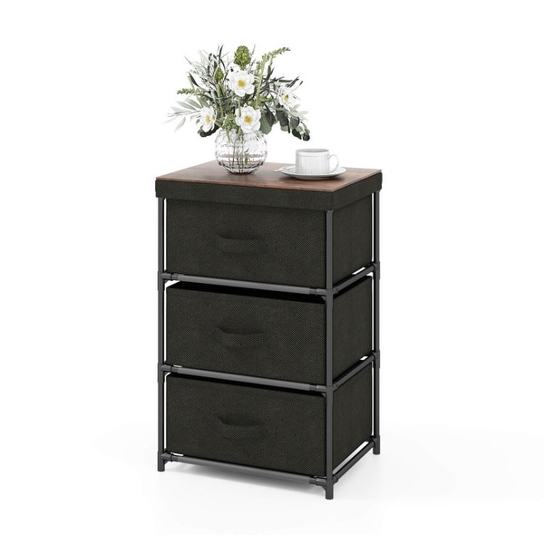 3-Tier Multi-Purpose Nightstand with Sturdy Metal Frame and 3-Storage ...