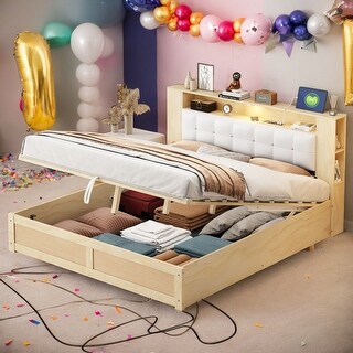 Modern PU Storage Bed Queen Size Tufted Upholstered Platform Bed with ...