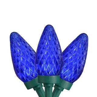 50ct Blue LED Faceted C9 Christmas Light Set 20.25ft Green Wire - 20.25 ...