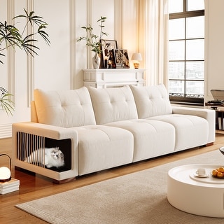 Living Room 3 Seater Sofa Couch Cat Nest Sofa, Comfy Soft Cushion Couch ...