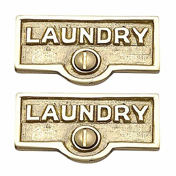 2 Switch Plate Tags LAUNDRY Name Signs Labels Lacquered Brass ...