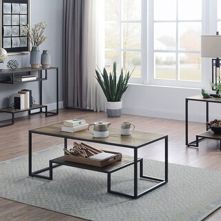 Idella Console Table in Rustic Oak & Black Finish - Bed Bath & Beyond ...