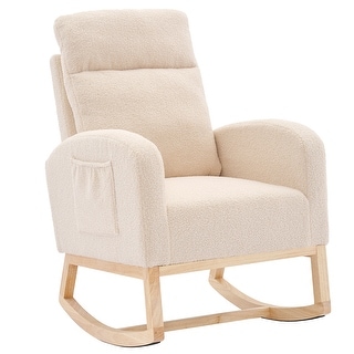 Modern Accent Rocking Chair With Solid Wood Legs,Upholstered Nursery ...