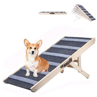 43.3"L Portable Folding Wooden Dog Ramp with Adjustable Height - Bed ...