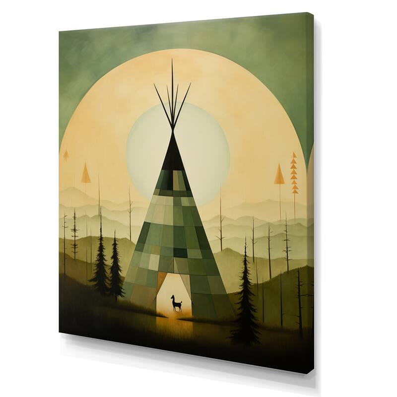 Designart "Green Native Tipi Serenity In Nature I" Native American Art ...