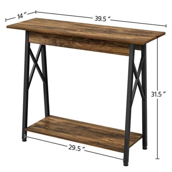 Sofa Console Table w/ Shelf Industrial Design for Entryway Dark Brown ...