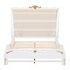 Full Size Princess Carriage Bed with Canopy, Wood Platform Car Bed with ...