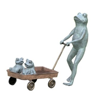 Frog Family With Wagon Planter Aluminum Garden Sculpture - Bed Bath ...