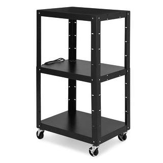 3-Layer AV Cart, Media Cart with Power Strip, Height Adjustable Utility ...