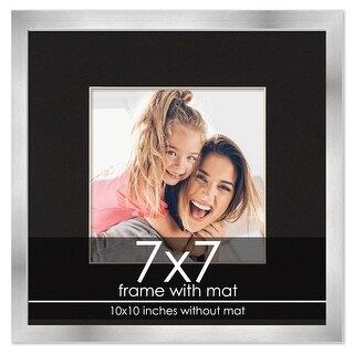 7x7 Frame with Mat - Silver 10x10 Frame Wood Made to Display Print or ...