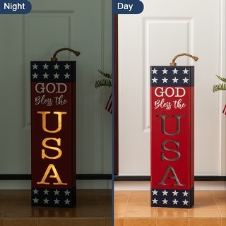 Glitzhome 24.75"H Lighted Patriotic/ Americana Wooden Firecracker Porch ...
