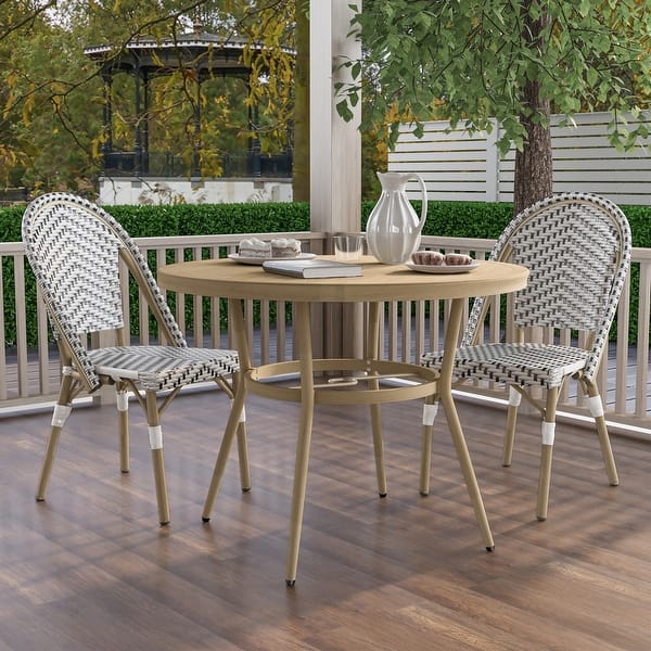 40 Inch Round Outdoor Table Ariel Modern 5 Piece Aluminum 40 Inch