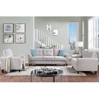 3-Piece Sofa Sets Linen Upholstered Modern Living Room Couch, 1+2+3 ...