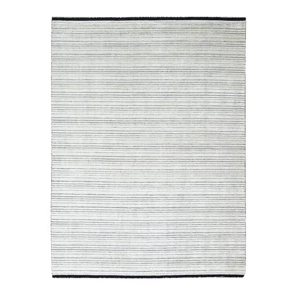 Shahbanu Rugs Black and Ivory Modern Textured and Variegated Line ...