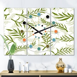 Designart 'Tropical Botanicals I ' Oversized Mid-Century wall clock - 3 ...