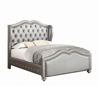 Leatherette Upholstered Bed, Metallic - Bed Bath & Beyond - 35182446