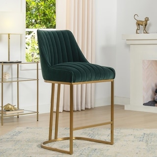 Maddie 27" Modern Glam Velvet Tufted Counter Stool with Gold Base - On ...