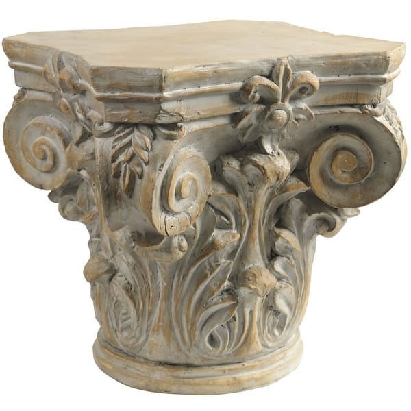 18.5 Brown and Beige Large Roman Column Cap Pedestal - Bed Bath ...