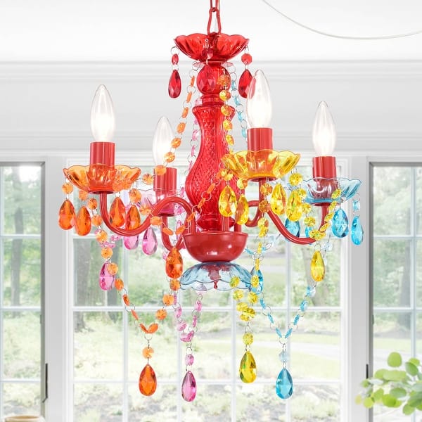 Plug-in Chandelier Multi-Color Acrylic Crystal Chandeliers for Bedroom ...