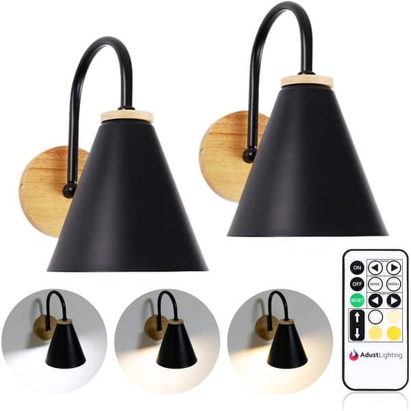 Battery operated wall sconce remote control LED wall light fixture ...
