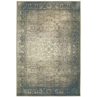 Omaha Blue Beige Oriental Distressed Traditional Casual Area Rug - Bed ...