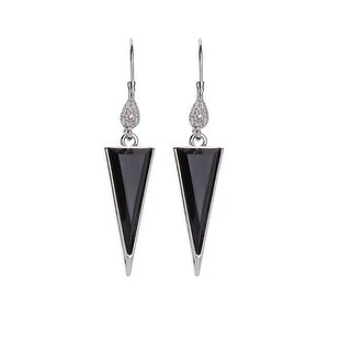 Silvertone Black Triangular Drop Earrings - Bed Bath & Beyond - 41388013
