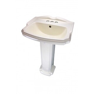 Biscuit Porcelain Bathroom Pedestal Sink Cloakroom Rectangular Gloss ...