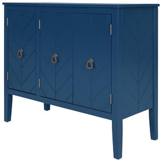 Mid-Century Navy Blue Storage Cabinet Diagonal Striped Sideboard Buffet ...